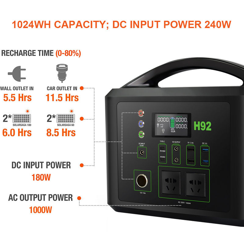 1000w Outdoors All In One Solar System Lifepo4 Portable Energy Storage